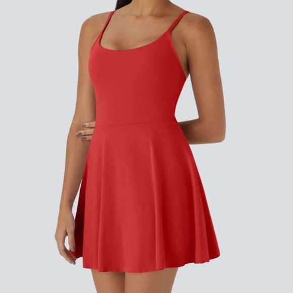 HALARA | Dresses | New Halara Red Softlyzero Plushadjustable Strap 2in ...